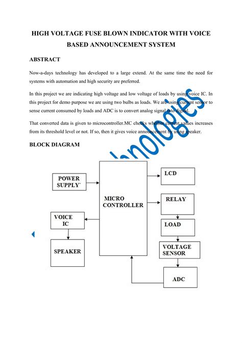 High Voltage Fuse Blown Indicator With Voice Based Announcement System