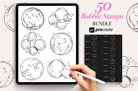 50 Bubble Procreate Stamps Brushes Creative Market