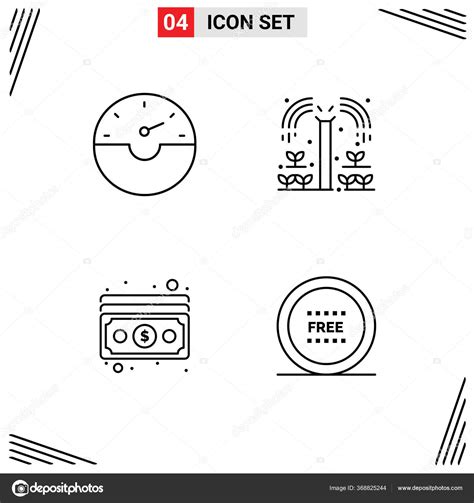 Mobile Interface Line Set Pictograms Dash Money Agriculture Plant Ecommerce Stock Vector By