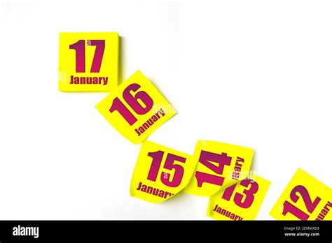January 17th Day 17 Of Month Calendar Date Many Yellow Sheet Of The