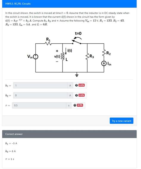 Solved HW RC RL Circuits In The Circuit Shown The Chegg Com