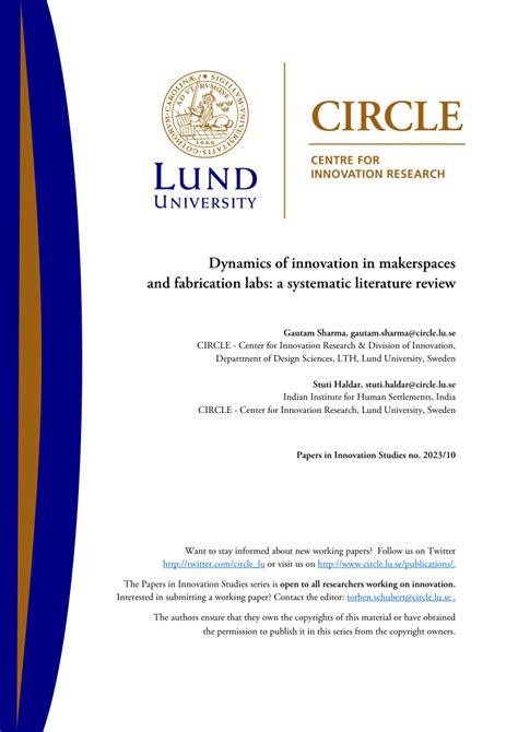 Pdf Dynamics Of Innovation In Makerspaces And Fabrication Labs A
