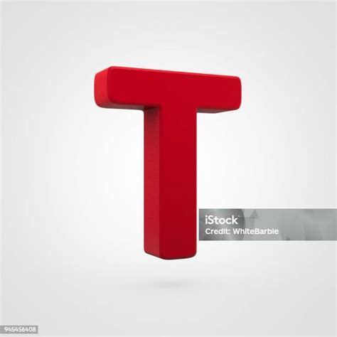 플라스틱 빨간색 편지 대문자 T 흰색 배경에 고립 0명에 대한 스톡 사진 및 기타 이미지 0명 3차원 형태 그림자