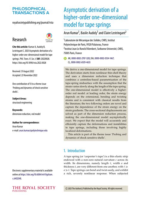 Asymptotic Derivation Of A Higher Order One Dimensional Model For Tape