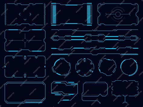 Hud Sci Fi 사용자 인터페이스 요소 미래 디지털 기술 빈 프레임 및 막대 정보 호출 상자 게임 테두리 레이아웃 제어판