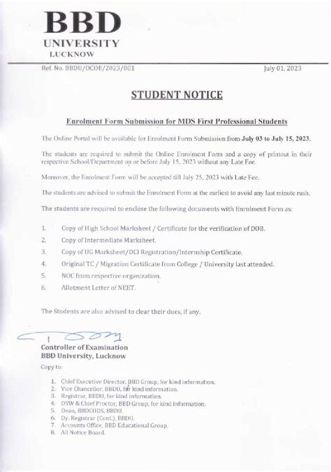 Enrol Form Mds Bbdu