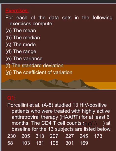 Solved Exercises For Each Of The Data Sets In The Following Chegg