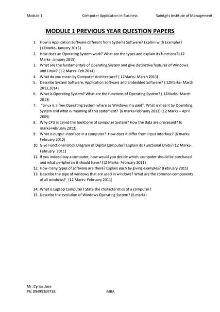 00 cab module 1 university questions pdf