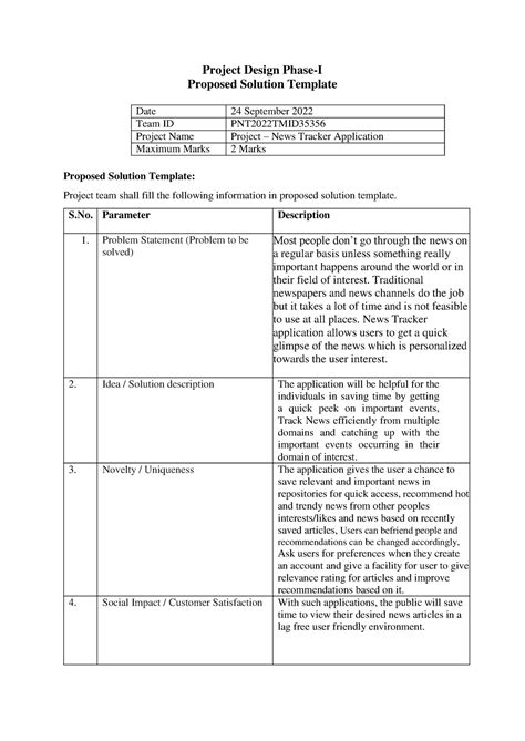 Proposed Solution Lecture Notes Project Design Phase I Proposed Solution Template Date