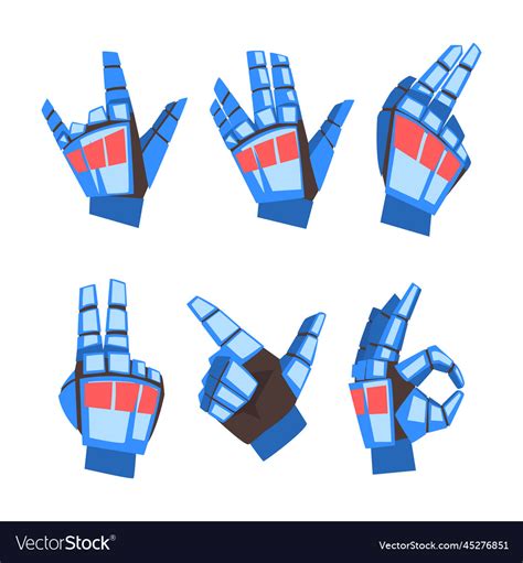 Set Of Robotic Hand Doing Various Gestures Vector Image
