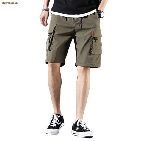 จัดส่งจากกรุงเทพกางเกงขาสั้นผู้ชาย เอวยางยืด ใส่สบาย มี 3 สี เทา ดำ เขียว Daleranshop13 Thaipick