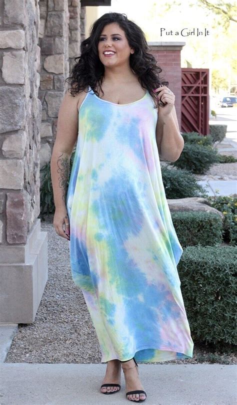 Women39s Plus Size Maxi Sundress Dress Sleeveless Tie Dye Womens