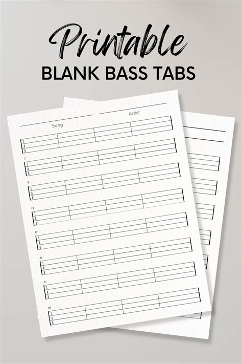 Bass Guitar Tab Sheets Printable Blank Tablature For Beginners And