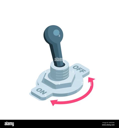 Isometric Toggle Switch In Color On A White Background Electric Switch On Or Off Stock Vector