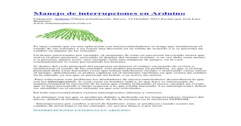 Manejo De Interrupciones En Arduino Pdf Document