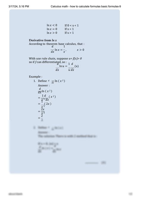 SOLUTION Calculus Math How To Calculate Formulas Basic Formulas Studypool