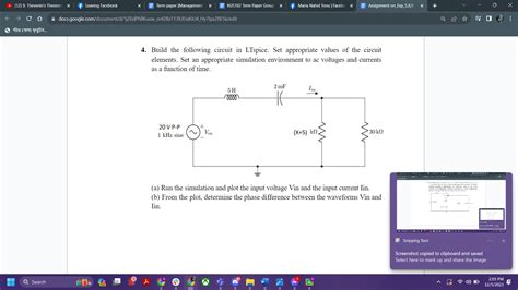 Solved 4 Build The Following Circuit In Ltspice Set
