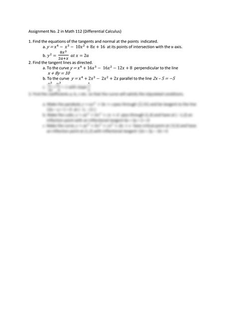 SOLUTION Assignment No 2 In Differential Calculus Studypool