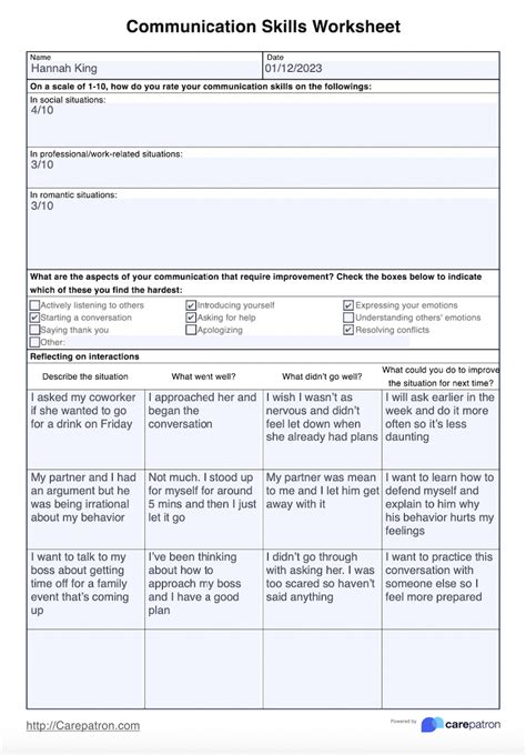 Free Communication Skills Worksheet Printable Download Free