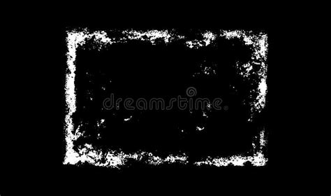 Grunge White Frame With Scratched Rough Edges Vector Overlay Dirty Paintbrush Strokes Rectangle