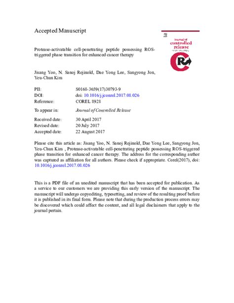 Pdf Protease Activatable Cell Penetrating Peptide Possessing Ros