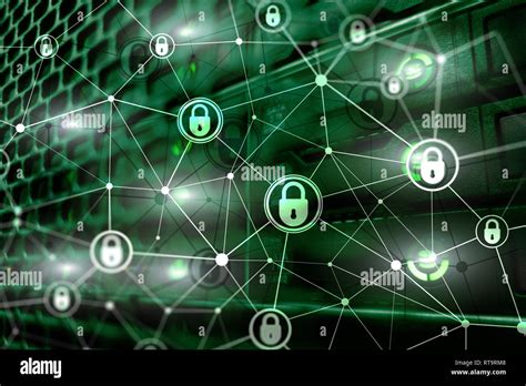 Cyber Security Information Privacy Data Protection Concept On Modern Server Room Background