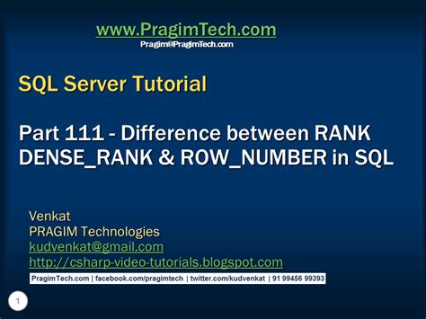 sql server and c video tutorial difference between rank dense