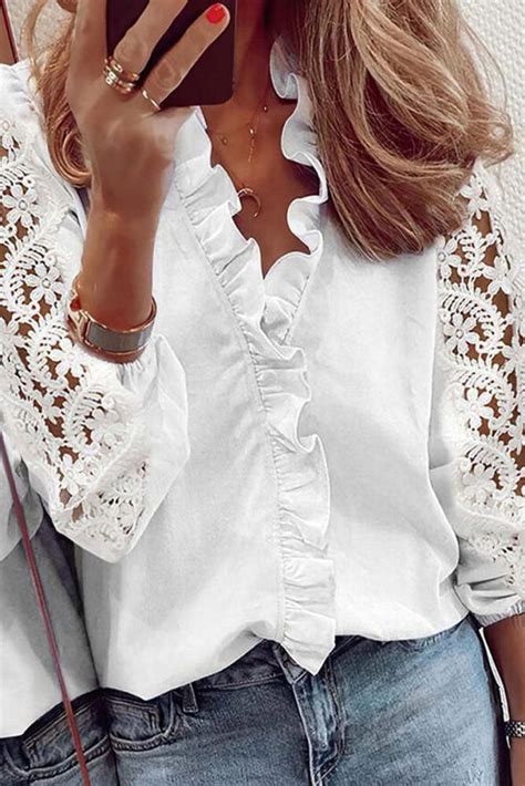 Fashion Sexy Solid Patchwork V Neck Tops