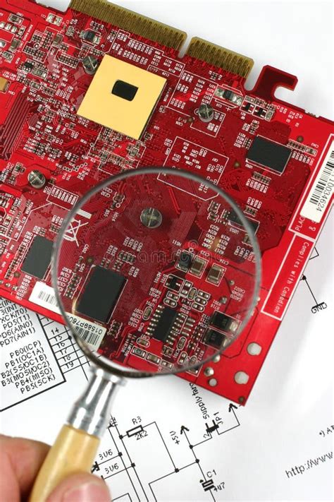 Microchips On Circuit Board Stock Image Image Of Components Pathways