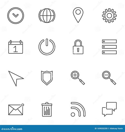 Iu Conjunto De ícones De Linha Do Web Essentials Ilustração Do Vetor