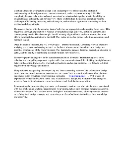 Architectural Design Thesis Topics Pdf Thesis Design