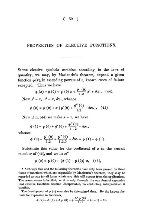 Properties Of Elective Functions The Mathematical Analysis Of Logic