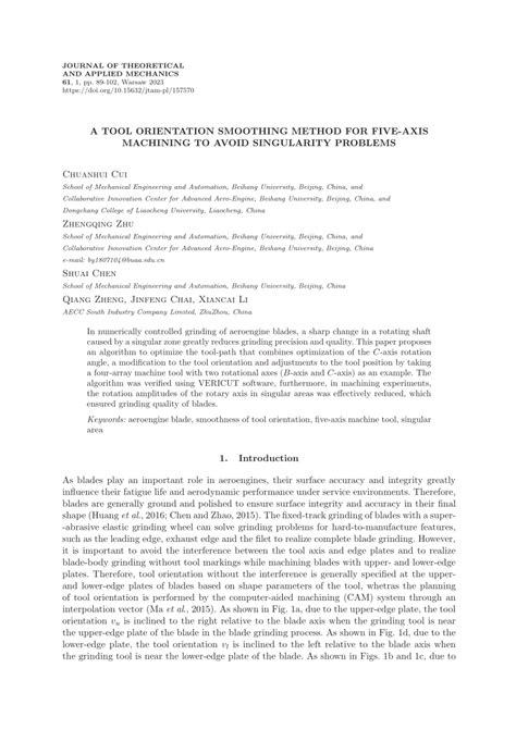pdf a tool orientation smoothing method for five axis machining to