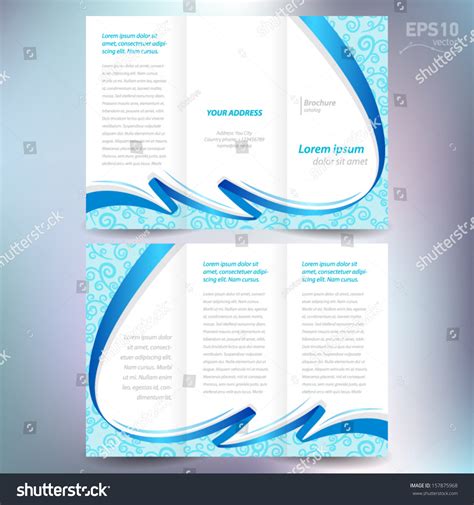 Brochure Design Template Vector Folder Leaflet Ribbon Element Band Wave