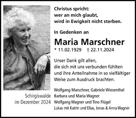 Traueranzeigen Von Maria Marschner Trauer Anzeigen De
