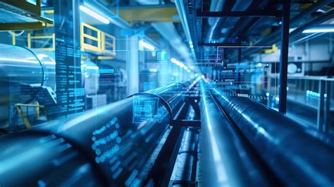 Industrial Pipes With Digital Overlays Premium Ai Generated Image