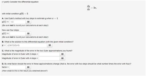 Solved 1 Point Consider The Differential Equation 3x Dz