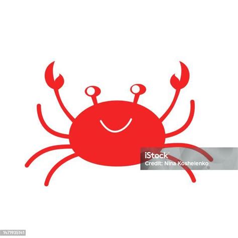 흰색 배경에 격리된 게 캐릭터 재미있는 게 바다 생물 벡터 일러스트 레이 션 갈고리 발톱에 대한 스톡 벡터 아트 및 기타 이미지