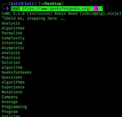 Cewl Tool Creating Custom Wordlists Tool In Kali Linux Geeksforgeeks