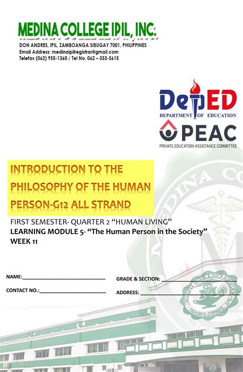 Philosophy Module 7 Shs Module First Semester Quarter 2 “human
