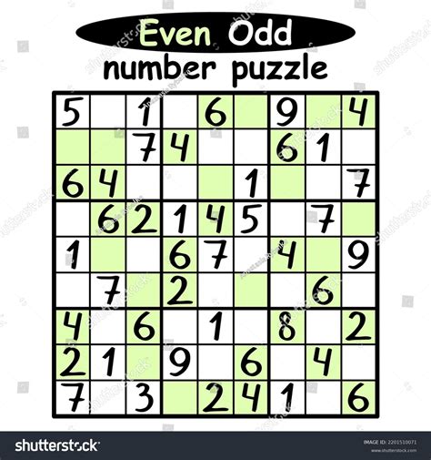 Nine By Nine Evenodd Number Puzzle Stock Vector Royalty Free