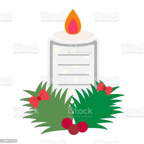 귀여운 크리스마스 흰색 촛대입니다 텍스트에 대한 메모 메모 템플릿입니다 흰색 배경에 격리 평면 디자인 Eps10 벡터 0명에 대한 스톡 벡터 아트 및 기타 이미지 Istock