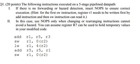 Solved Q1 20 Points The Following Instructions Executed On A 5