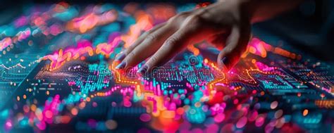 Hand Touching Digital Interface With Data Visualization For Risk Management And Mitigation Stock