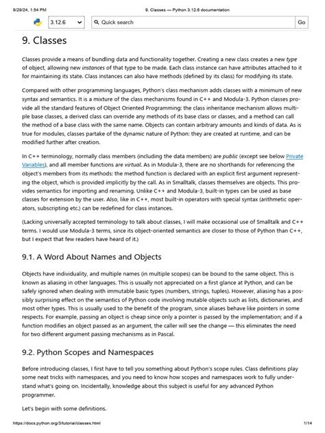 Classes Python 3126 Documentation Pdf