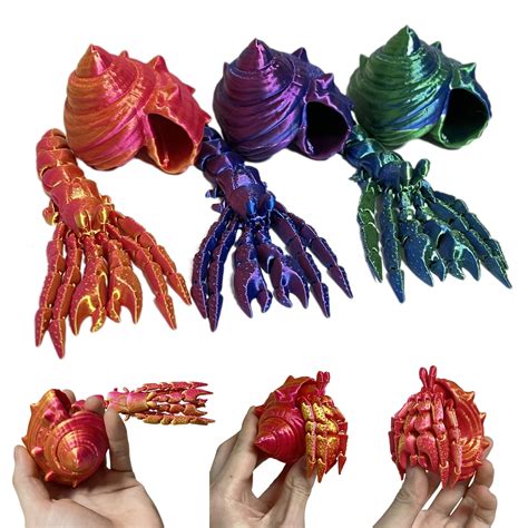 Nibolog 3d Printed Hermit Crab Action Figure Multi Jointed Movable