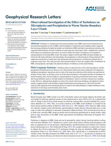 Pdf Observational Investigation Of The Effect Of Turbulence On Microphysics And Precipitation