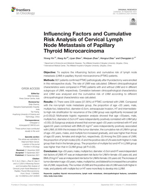 Pdf Influencing Factors And Cumulative Risk Analysis Of Cervical
