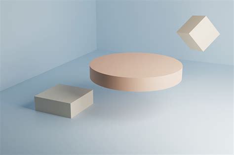 기하학적 코너의 3d 포디움 실린더 직사각형 및 사각형 모의는 화장품 및 기타 제품을 광고하는 데 사용됩니다 3차원 형태에 대한 스톡 사진 및 기타 이미지 Istock