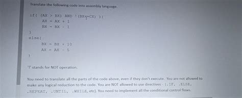 Translate The Following Code Into Assembly Language Chegg Com